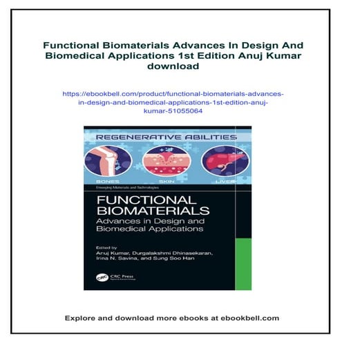 Functional Biomaterials Advances In Design And Biomedical Applications 1st Edition Anuj Kumar | PDF