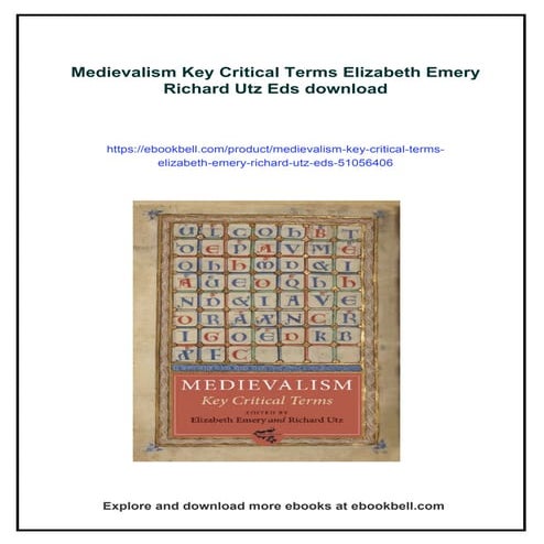 Medievalism Key Critical Terms Elizabeth Emery Richard Utz Eds | PDF