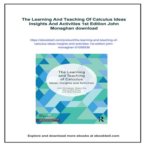The Learning And Teaching Of Calculus Ideas Insights And Activities 1st ...