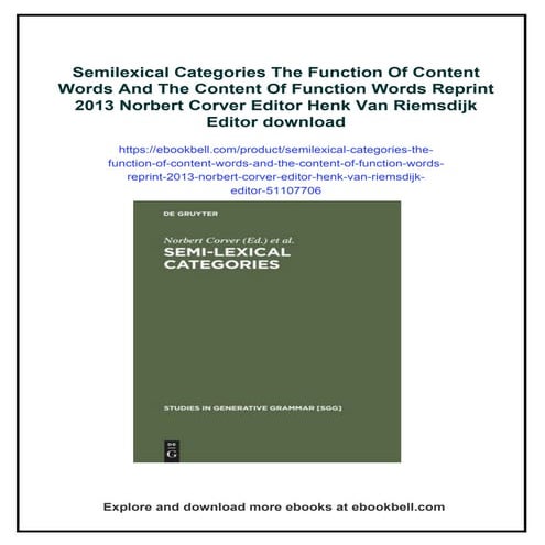 Semilexical Categories The Function Of Content Words And The Content Of ...