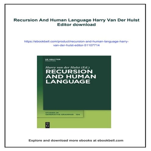 Recursion And Human Language Harry Van Der Hulst Editor | PDF