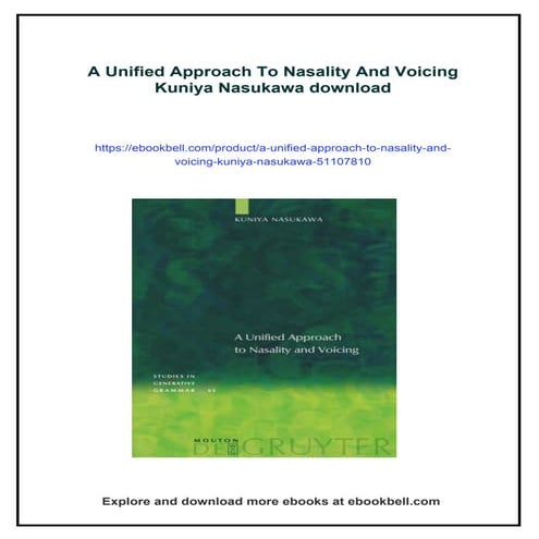 A Unified Approach To Nasality And Voicing Kuniya Nasukawa | PDF