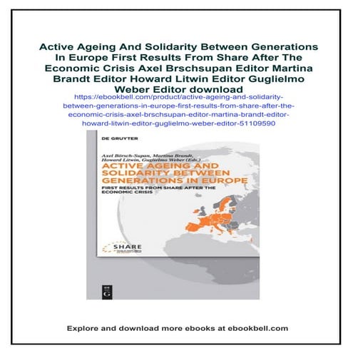 Active Ageing And Solidarity Between Generations In Europe First ...