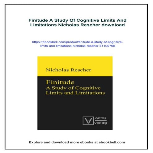 Finitude A Study Of Cognitive Limits And Limitations Nicholas Rescher | PDF