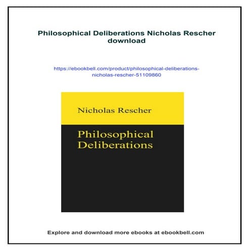 Philosophical Deliberations Nicholas Rescher | PDF