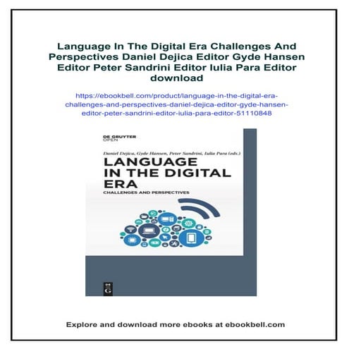 Language In The Digital Era Challenges And Perspectives Daniel Dejica ...