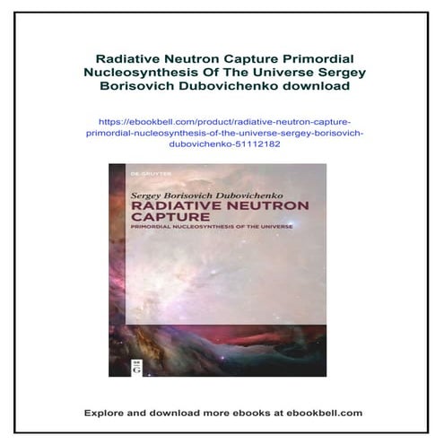 Radiative Neutron Capture Primordial Nucleosynthesis Of The Universe ...