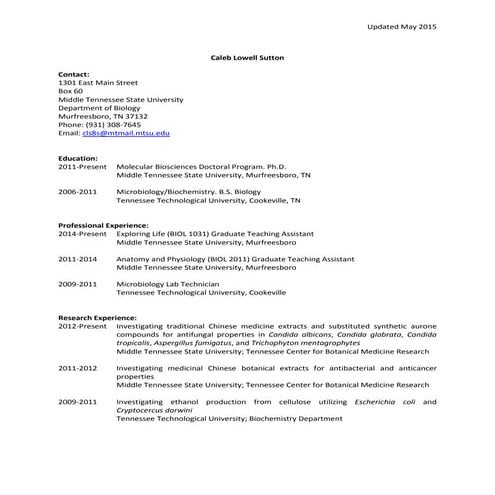 Caleb L Sutton CV | PDF