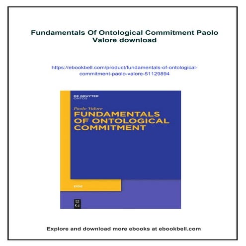 Fundamentals Of Ontological Commitment Paolo Valore | PDF