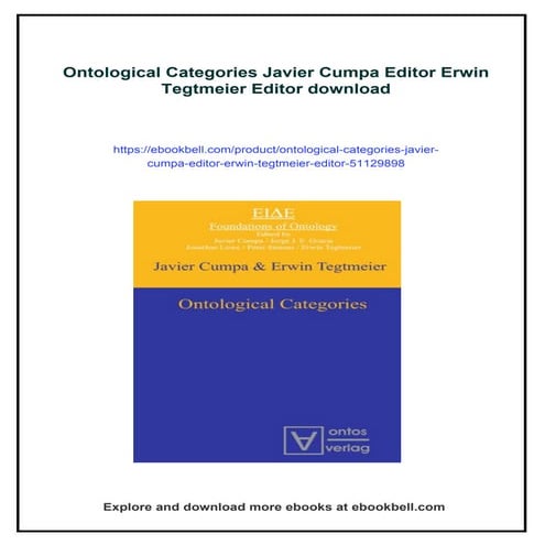 Ontological Categories Javier Cumpa Editor Erwin Tegtmeier Editor | PDF