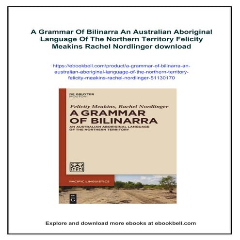 A Grammar Of Bilinarra An Australian Aboriginal Language Of The ...