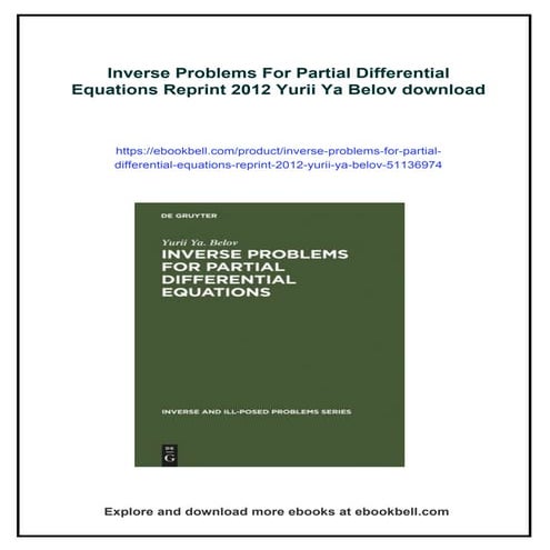 Inverse Problems For Partial Differential Equations Reprint 2012 Yurii