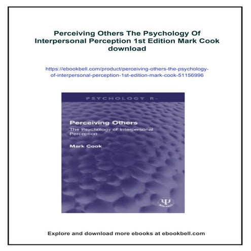 Perceiving Others The Psychology Of Interpersonal Perception 1st ...