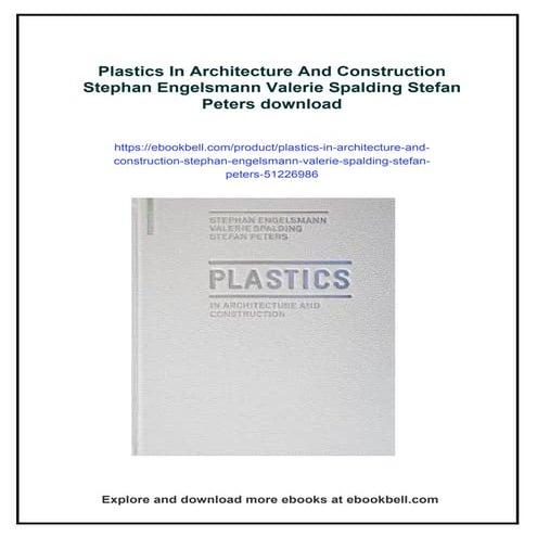 Plastics In Architecture And Construction Stephan Engelsmann Valerie ...