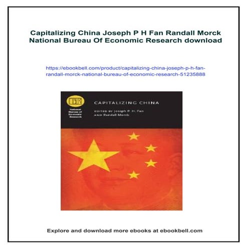Capitalizing China Joseph P H Fan Randall Morck National Bureau Of ...
