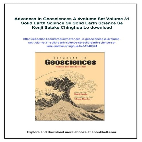 Advances In Geosciences A 4volume Set Volume 31 Solid Earth Science Se Solid Earth Science Se ...