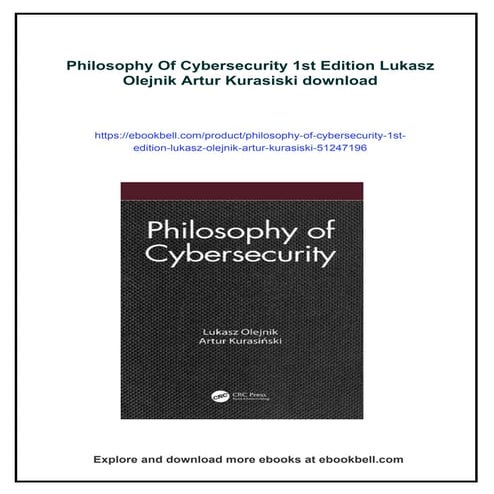 Philosophy Of Cybersecurity 1st Edition Lukasz Olejnik Artur Kurasiski ...