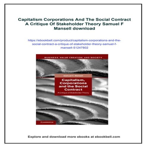 Capitalism Corporations And The Social Contract A Critique Of ...