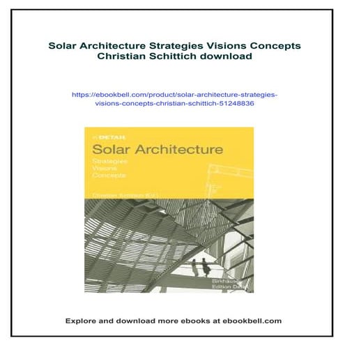 Solar Architecture Strategies Visions Concepts Christian Schittich | PDF