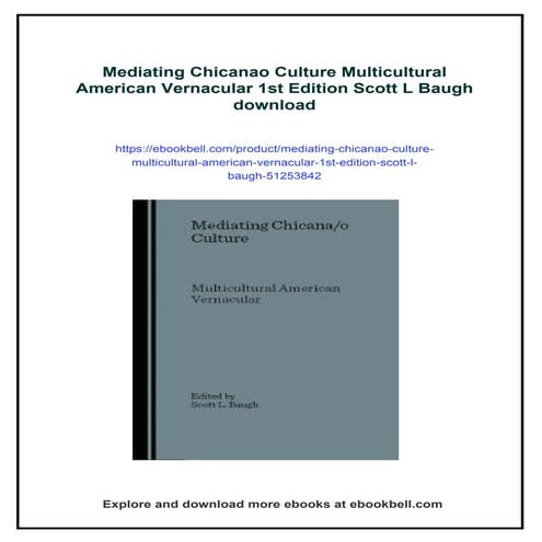 Mediating Chicanao Culture Multicultural American Vernacular 1st ...