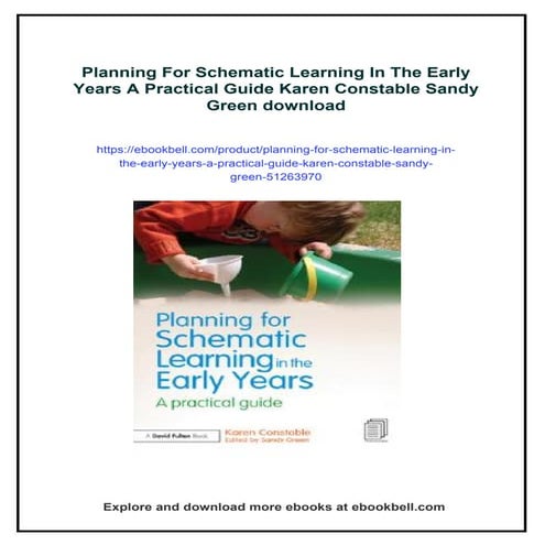 Planning For Schematic Learning In The Early Years A Practical Guide ...
