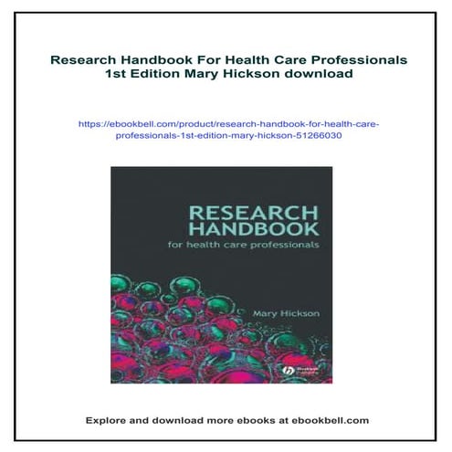 Research Handbook For Health Care Professionals 1st Edition Mary ...