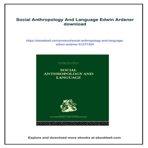 Social Anthropology And Language Edwin Ardener | PDF