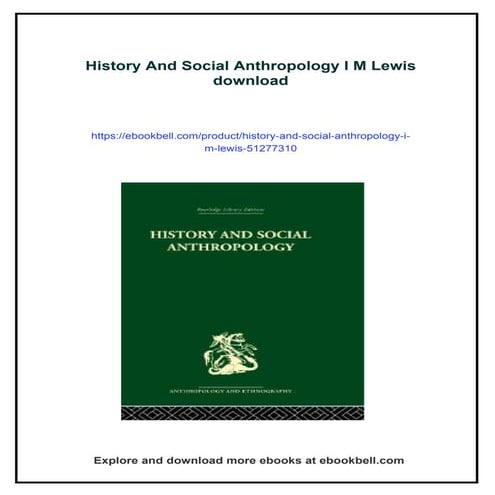 History And Social Anthropology I M Lewis | PDF