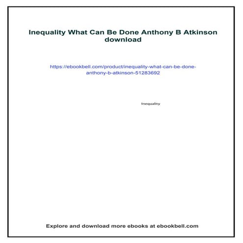 Inequality What Can Be Done Anthony B Atkinson | PDF