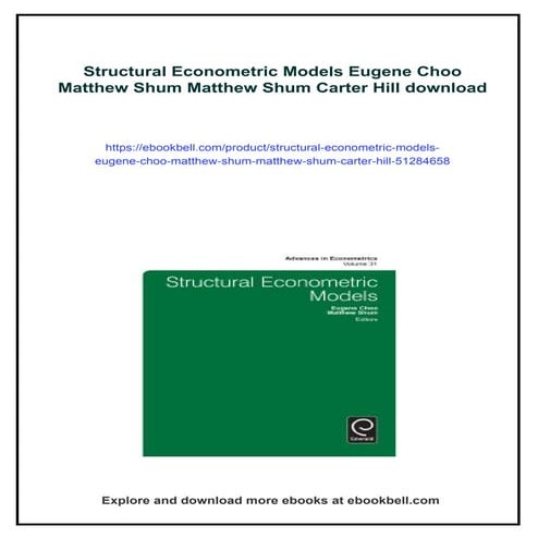 Structural Econometric Models Eugene Choo Matthew Shum Matthew Shum Carter Hill | PDF