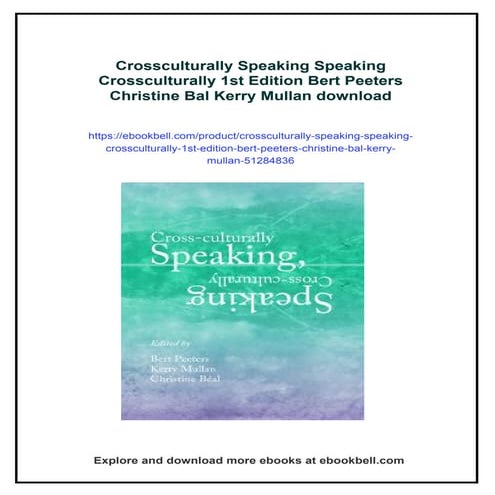 Crossculturally Speaking Speaking Crossculturally 1st Edition Bert ...