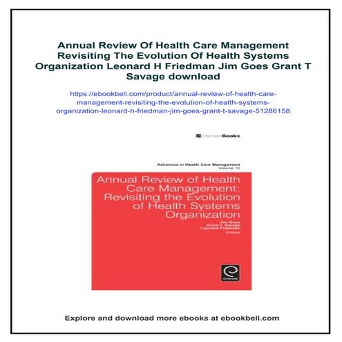 Annual Review Of Health Care Management Revisiting The Evolution Of ...