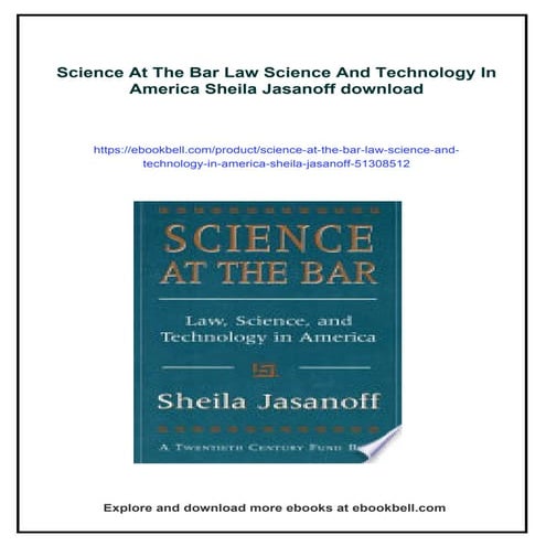 Science At The Bar Law Science And Technology In America Sheila ...