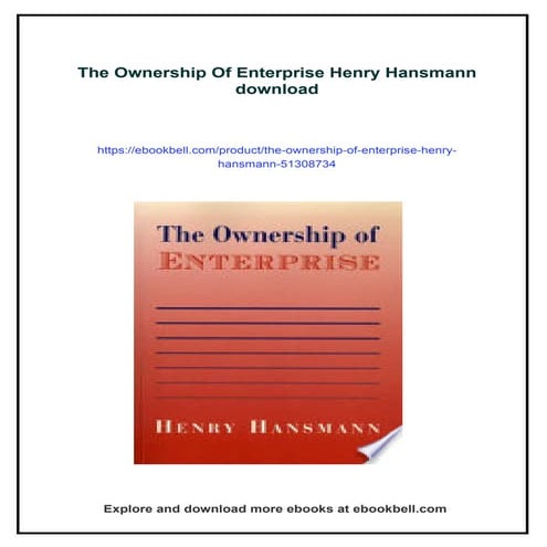 The Ownership Of Enterprise Henry Hansmann | PDF