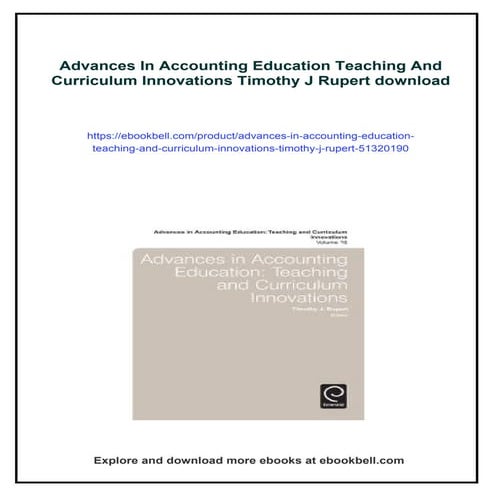 Advances In Accounting Education Teaching And Curriculum Innovations ...