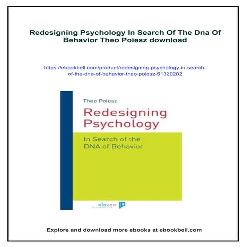 Redesigning Psychology In Search Of The Dna Of Behavior Theo Poiesz | PDF