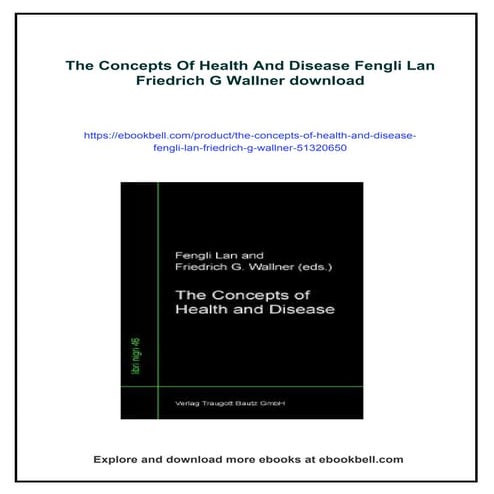 The Concepts Of Health And Disease Fengli Lan Friedrich G Wallner | PDF