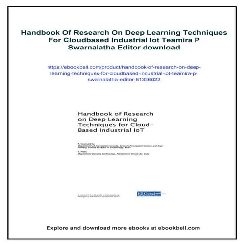 Handbook Of Research On Deep Learning Techniques For Cloudbased ...