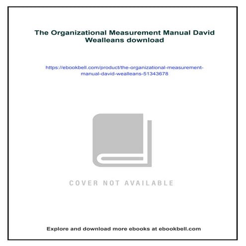 The Organizational Measurement Manual David Wealleans | PDF