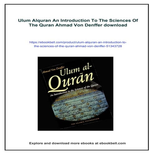 Ulum Alquran An Introduction To The Sciences Of The Quran Ahmad Von ...