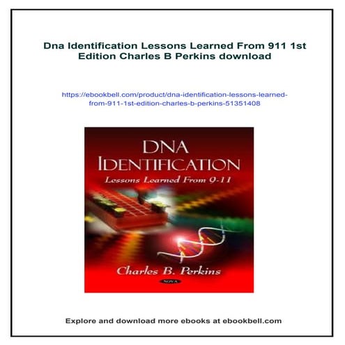 Dna Identification Lessons Learned From 911 1st Edition Charles B ...