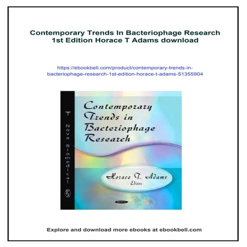 Contemporary Trends In Bacteriophage Research 1st Edition Horace T ...