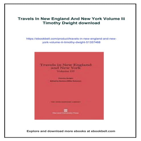 Travels In New England And New York Volume Iii Timothy Dwight | PDF