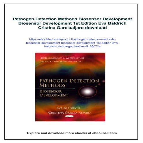 Pathogen Detection Methods Biosensor Development Biosensor Development 1st Edition Eva Baldrich ...