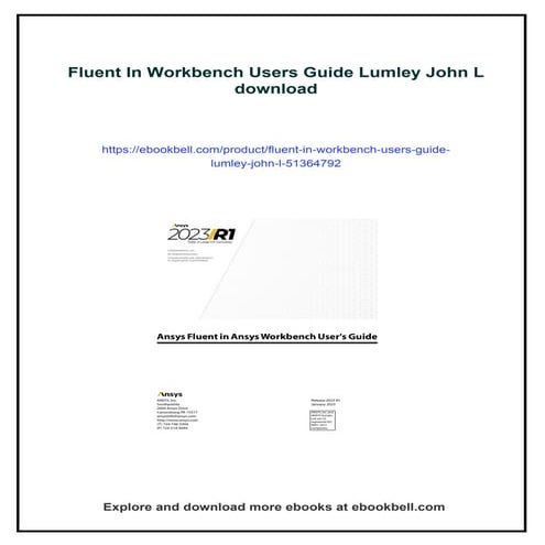 Fluent In Workbench Users Guide Lumley John L | PDF