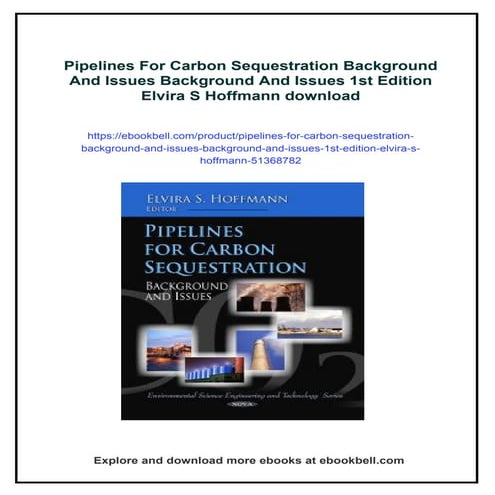 Pipelines For Carbon Sequestration Background And Issues Background And Issues 1st Edition ...
