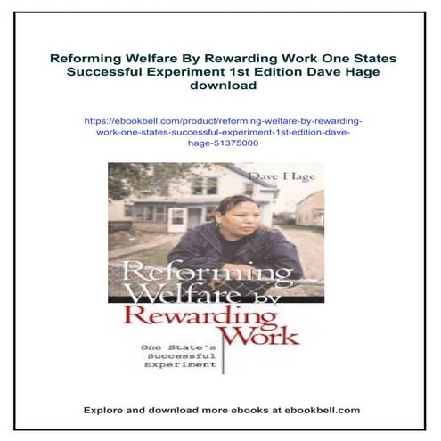 Reforming Welfare By Rewarding Work One States Successful Experiment ...