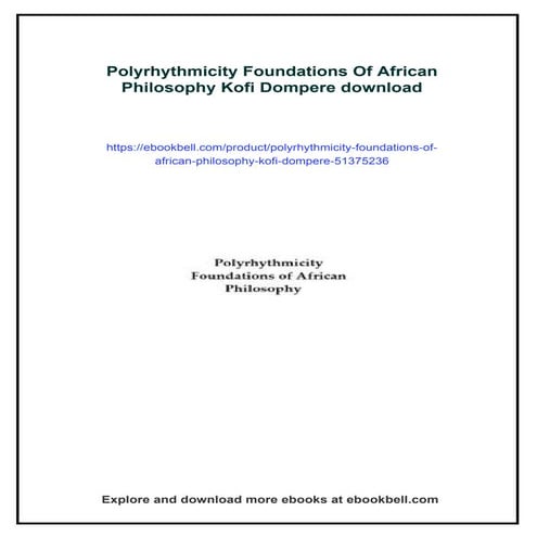 Polyrhythmicity Foundations Of African Philosophy Kofi Dompere | PDF