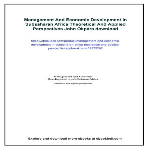 Management And Economic Development In Subsaharan Africa Theoretical ...