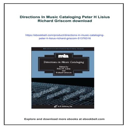 Directions In Music Cataloging Peter H Lisius Richard Griscom | PDF